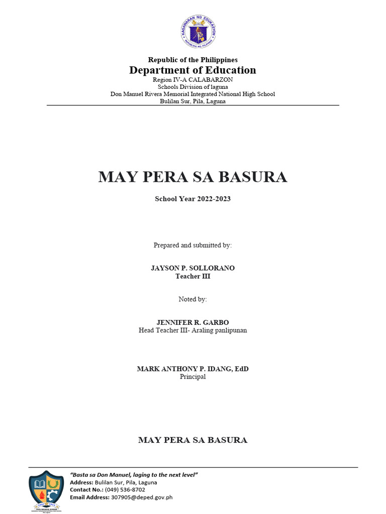 May Pera sa Basura Project Overview | PDF | Waste Management | Waste