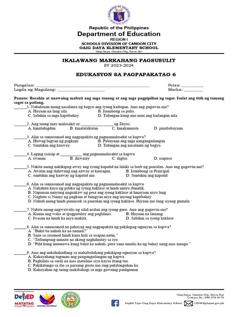 Esp 6 Quarter 2 2023 2024 | PDF