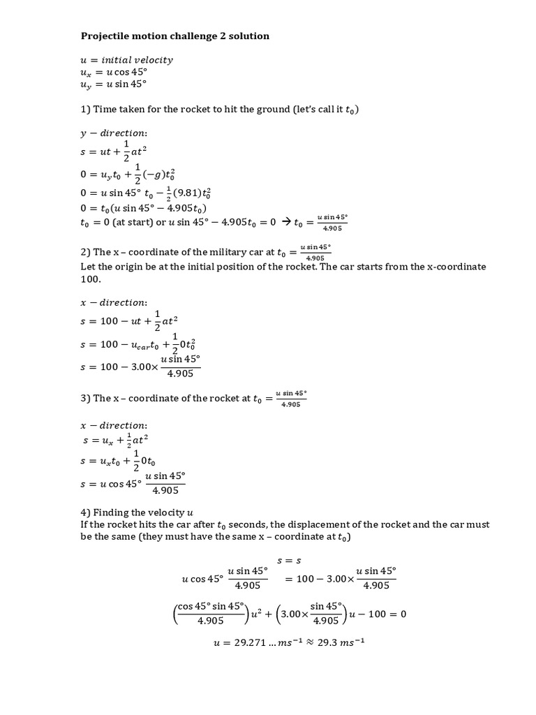 Projectile Motion Challenge 2 Solution | PDF