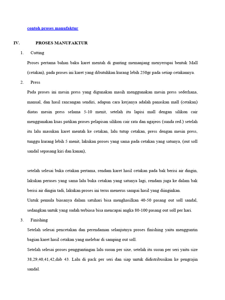 Contoh Proses Manufaktur | PDF