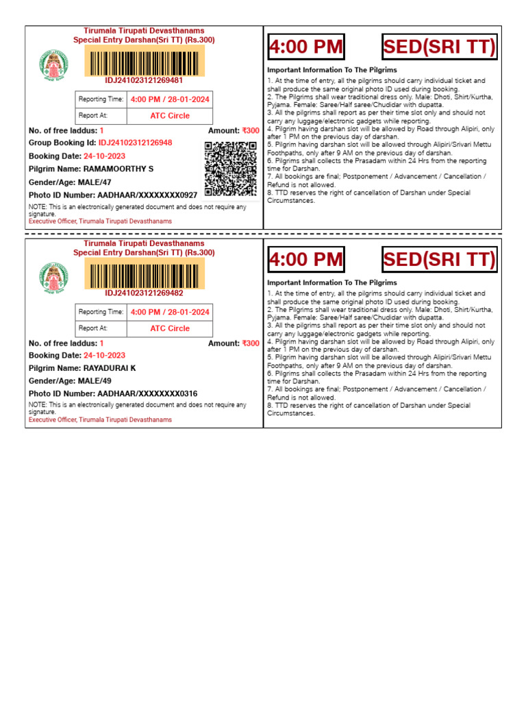 Tirumala Tirupati Devasthanams (Official Booking Portal) 1 | PDF ...