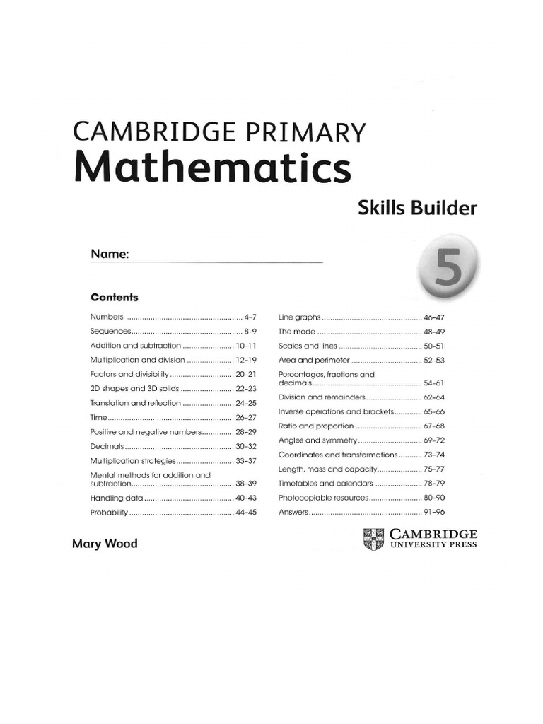 Cambridge Primary Mathematics Skills Builder 5 | PDF