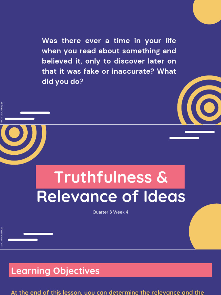 Truthfulness and Relevance of Ideas | PDF | Relevance | Information