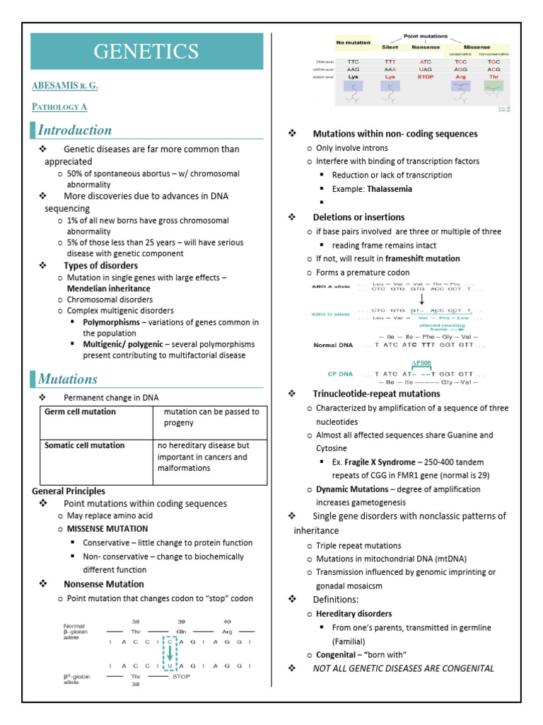 Patho A Genetics Abesamis | PDF | Dominance (Genetics) | Genetic Disorder
