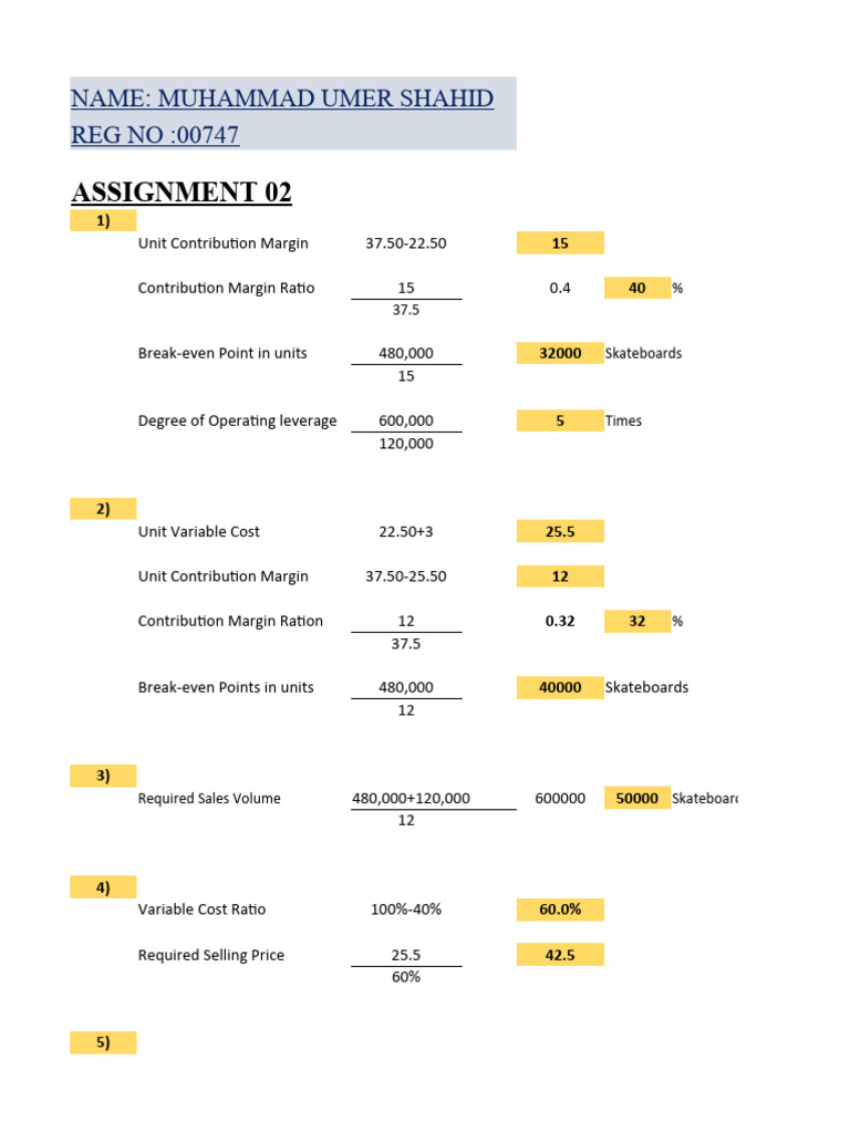 Cost Accounting Assignment 02 | PDF | Management Accounting | Financial ...