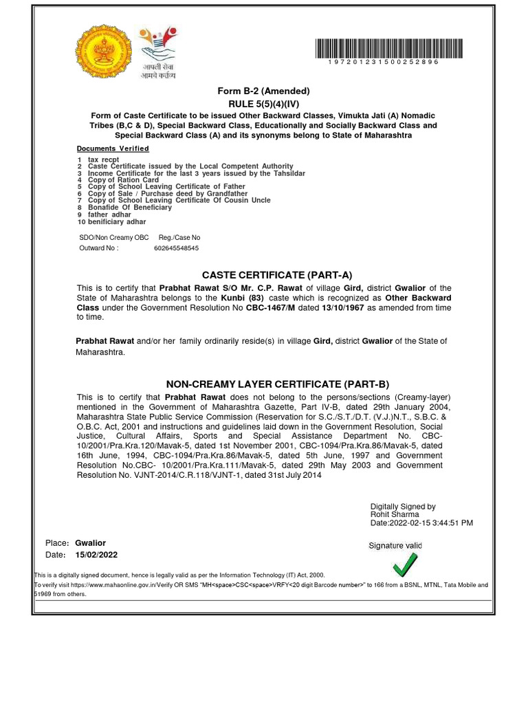 Cast Certificate | PDF | Segregation | Politics Of India