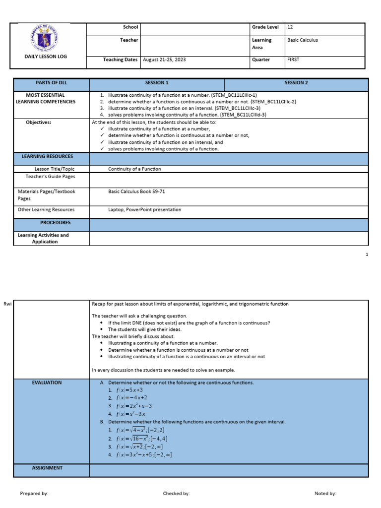BASIC CALCULUS (Week 3) | PDF | Function (Mathematics) | Logarithm