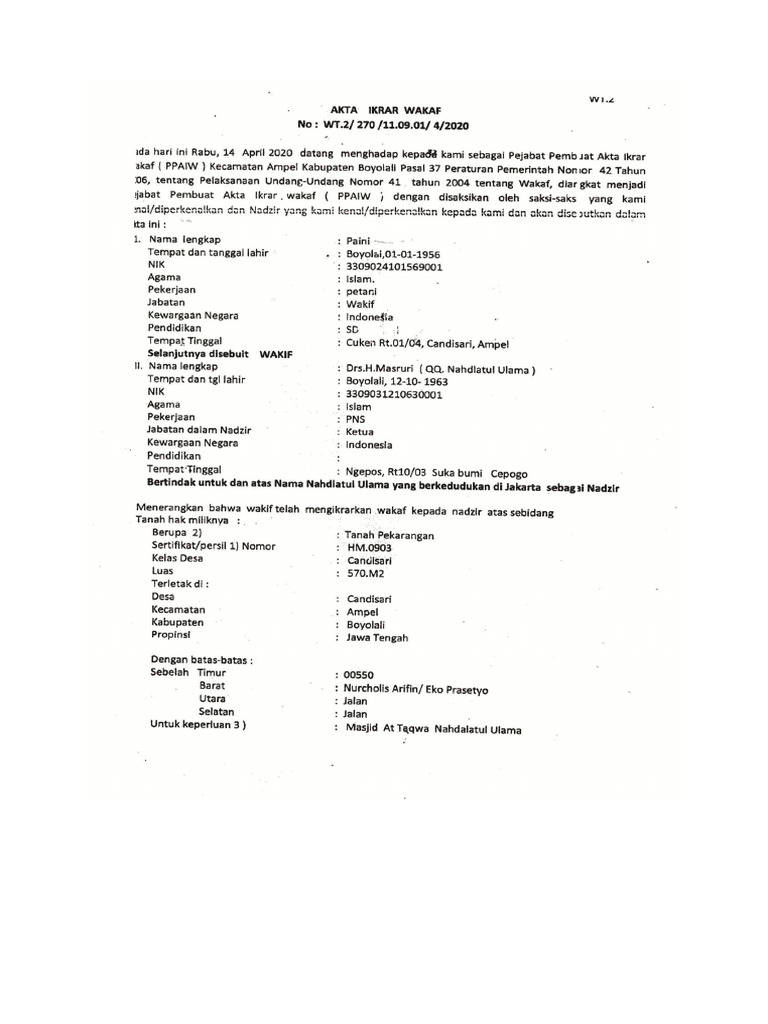 Contoh Surat Status Tanah | PDF