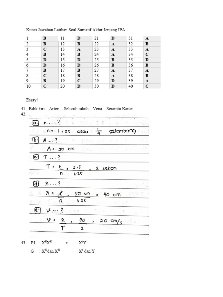 Kunci Jawaban Latihan Soal PSAJ IPA SMP IX - 2023 | PDF