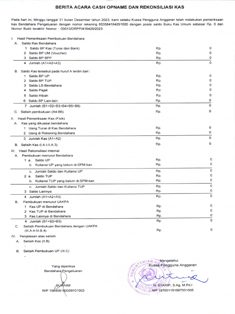 Cash Opname 418429 | PDF