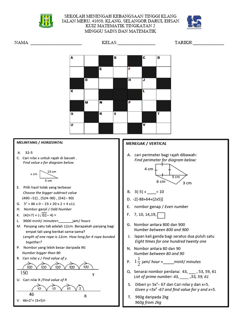 Kuiz Matematik Tingkatan 2 | PDF