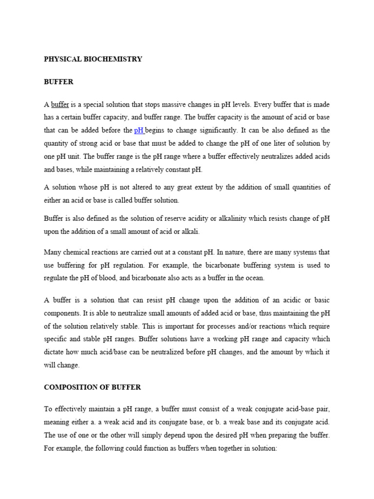 Understanding Buffer Solutions in Biochemistry | PDF | Buffer Solution ...