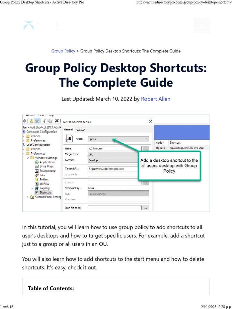 Group Policy Desktop Shortcuts - Active Directory Pro | PDF | Group ...