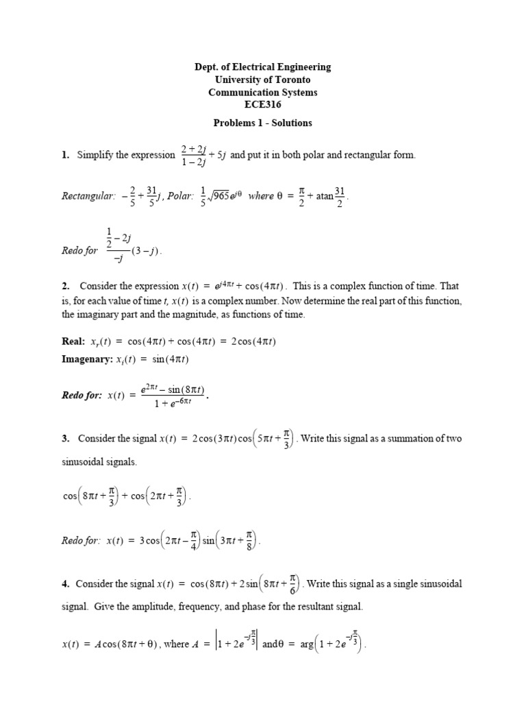 Signal Analysis and Fourier Transform Solutions | PDF | Signal To Noise ...