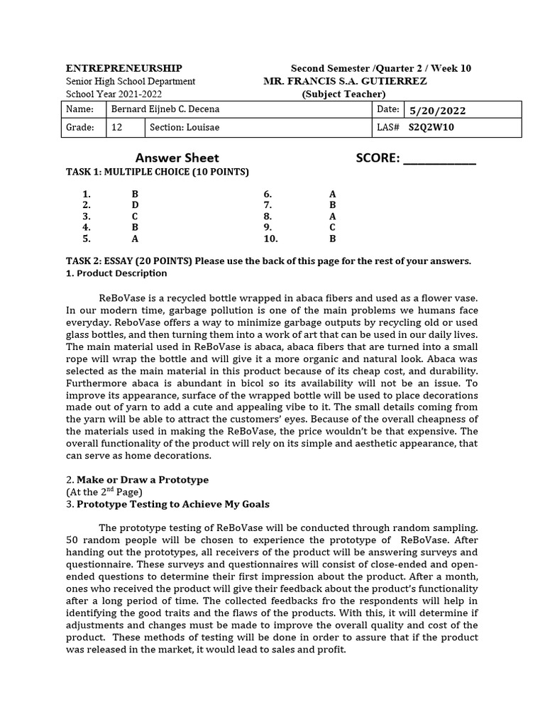 Entrep Decena Week 4 | PDF | Survey Methodology