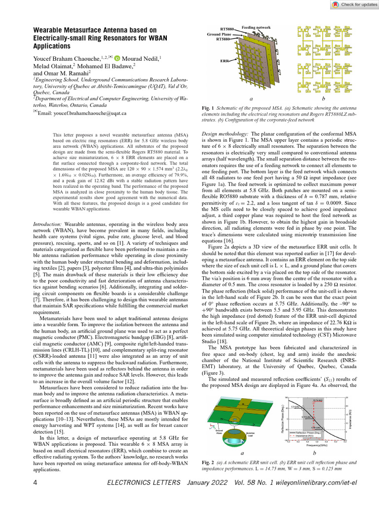 Electronics Letters - 2021 - Braham Chaouche - Wearable Metasurface ...