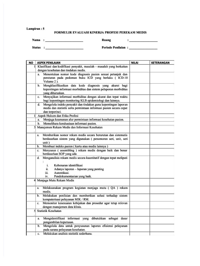 Form Penilaian-Nakes-Lain | PDF