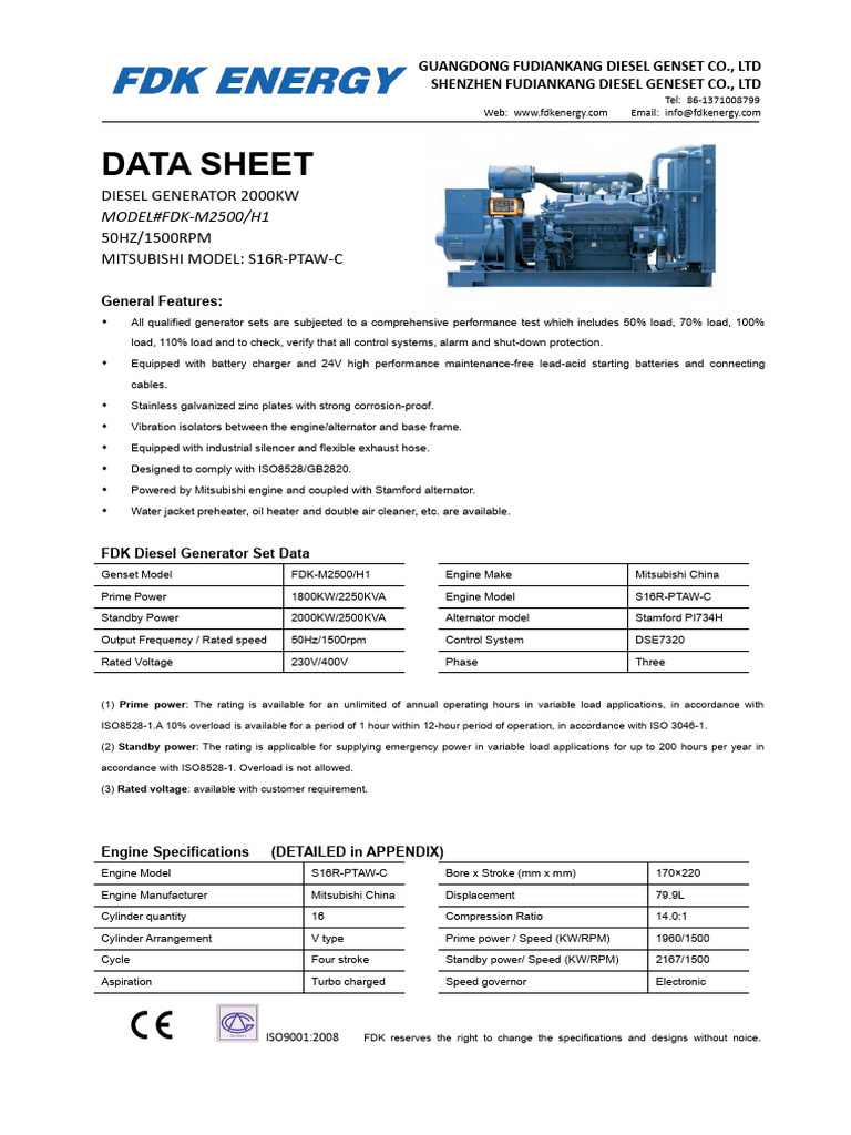 S16R2-PTAW-C Datasheet | PDF | Engines | Diesel Engine