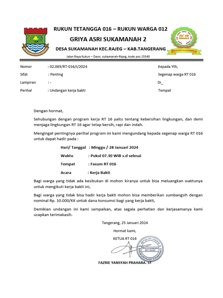 Undangan Kerja Bakti | PDF