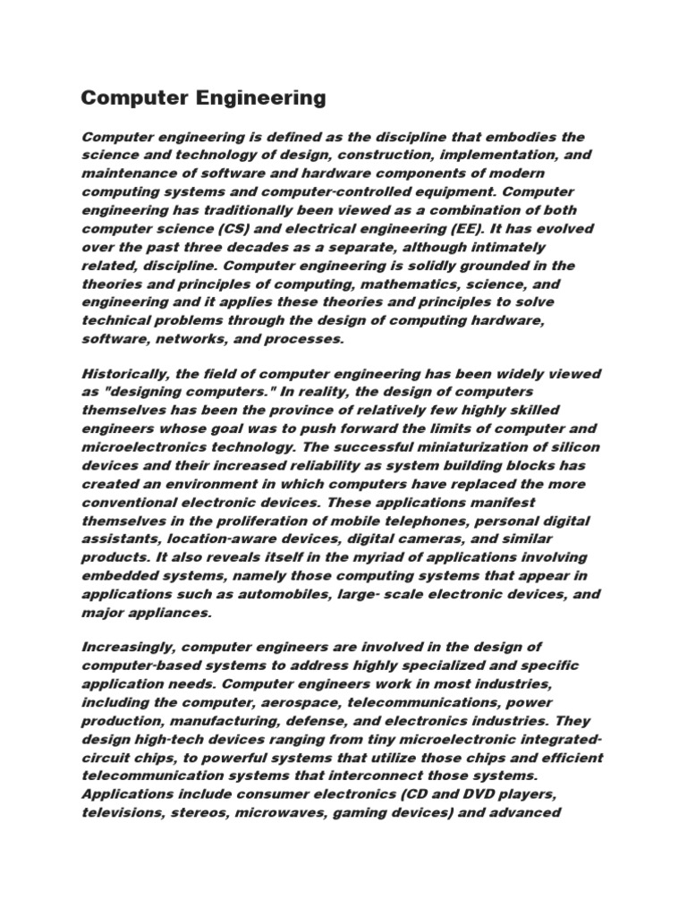 Computer Engineering | PDF | Computing | Engineering