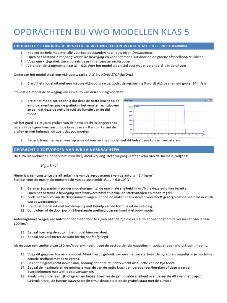 Opdrachten Bij VWO 5 Modellen | PDF