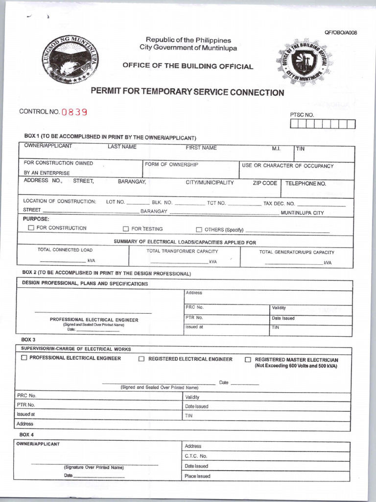 Permit For Temporary Service Connection | PDF
