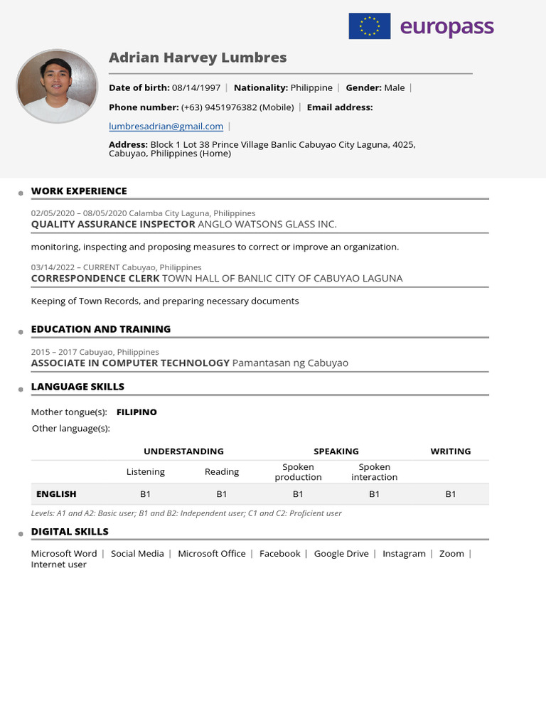 CV - Adrian Harvey Lumbres | PDF | Career & Growth | Social Science