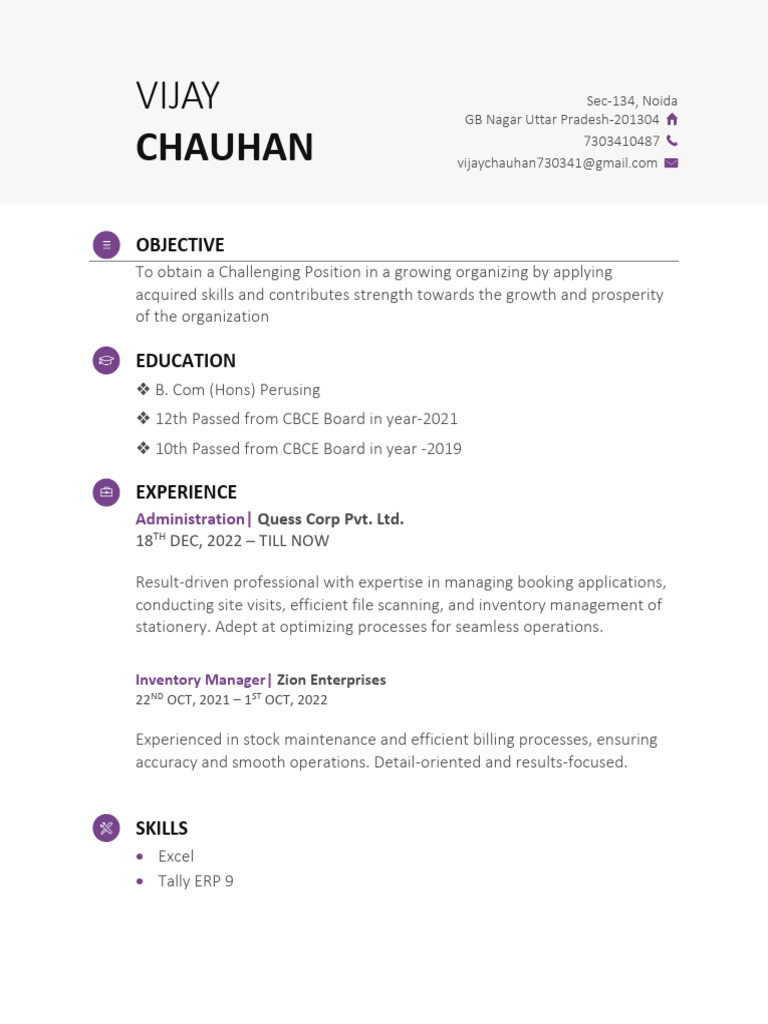Vijay Chauhan CV New Resume Update | PDF