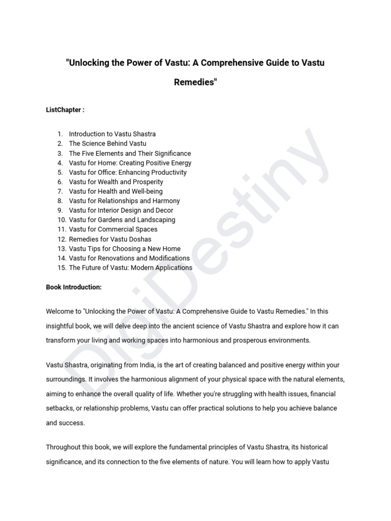 Unlocking The Power of Vastu A Comprehensive Guide To Vastu Remedies | PDF
