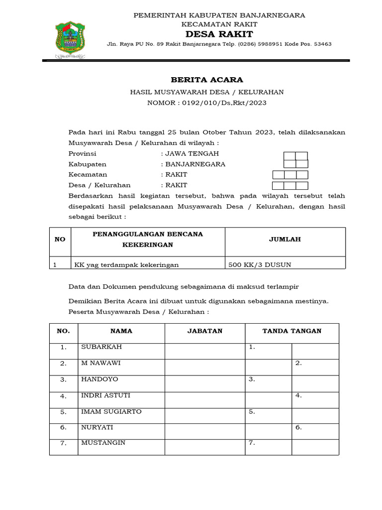 Contoh Berita Acara | PDF