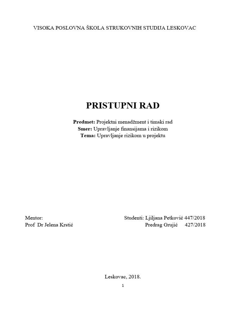 Projektni Menadzment | PDF