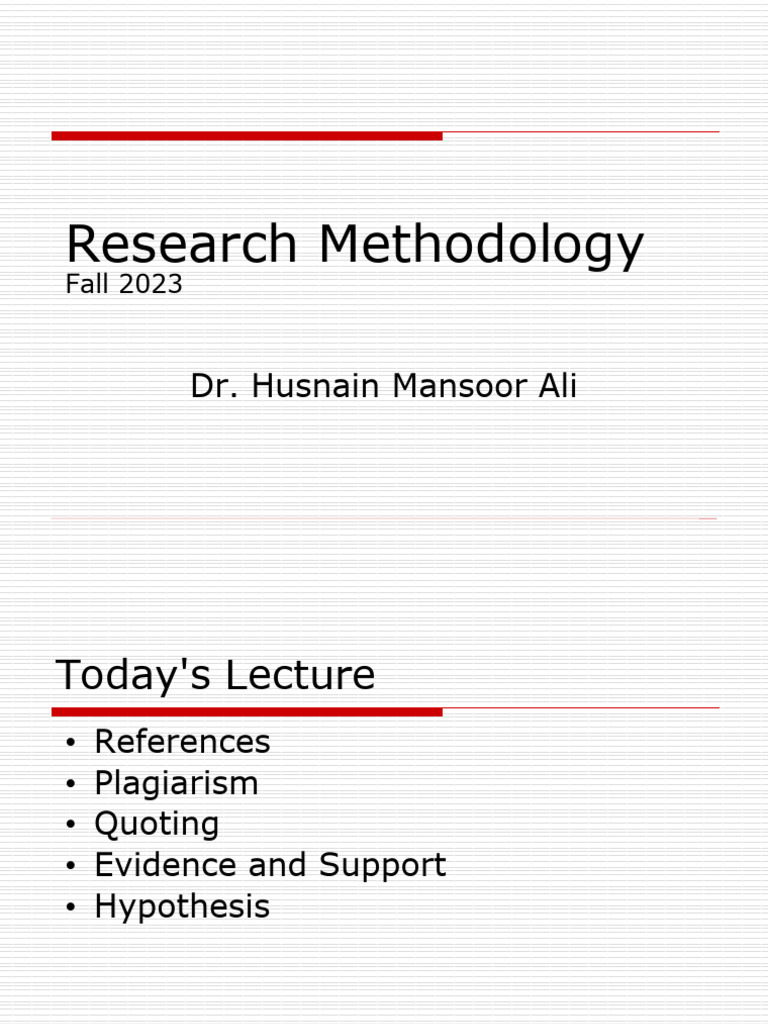 Research Methodology Lec 04 | PDF | Hypothesis | Plagiarism