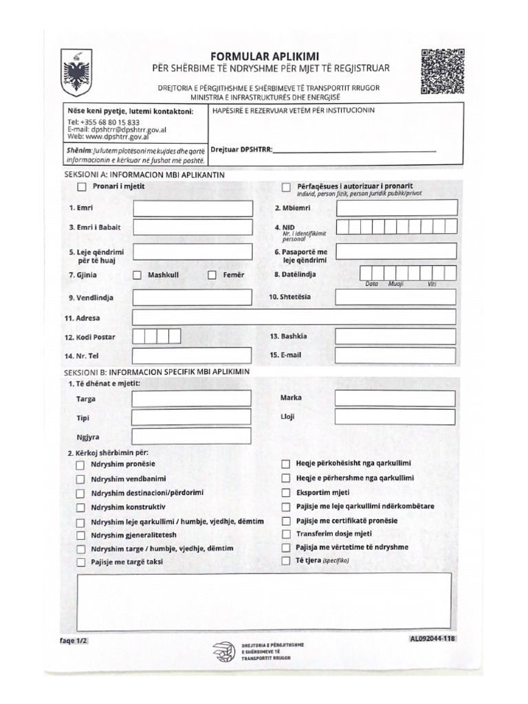 Formular Aplikimi | PDF