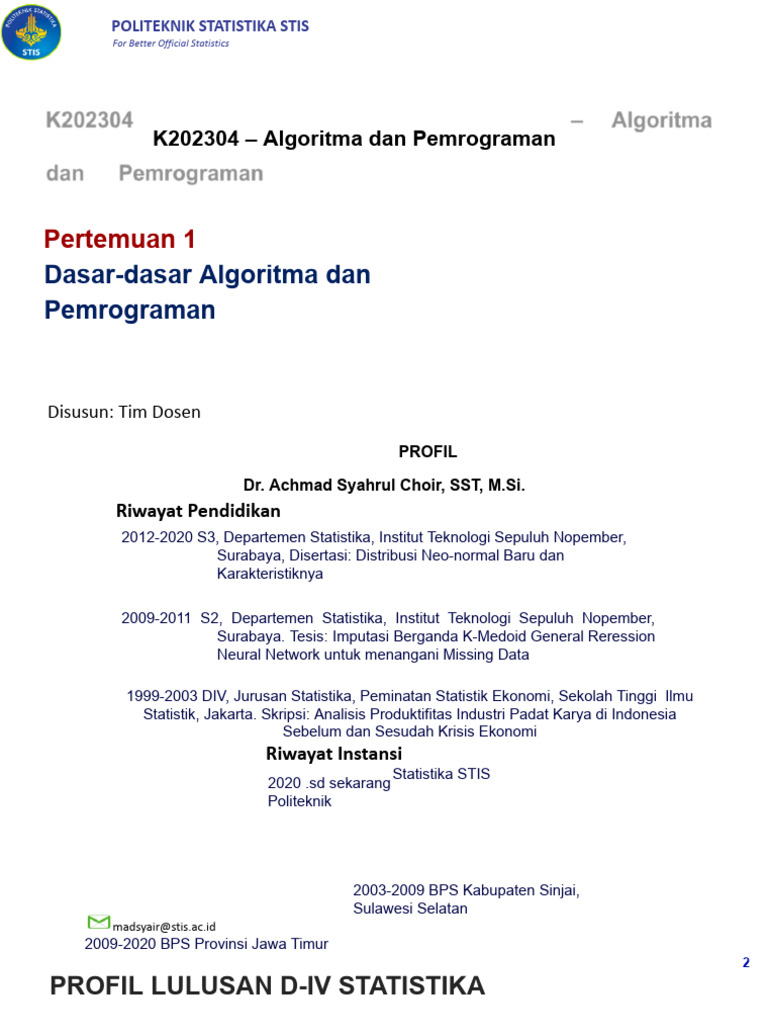 1 Pertemuan1 ALgoritma Dan Pemrograman | PDF