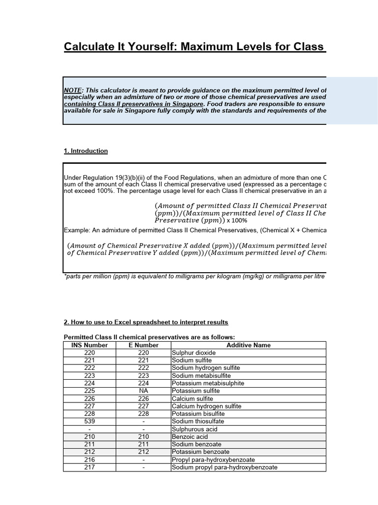 Calculate It Yourself Class II Chemical Preservativ | PDF | Fruit ...