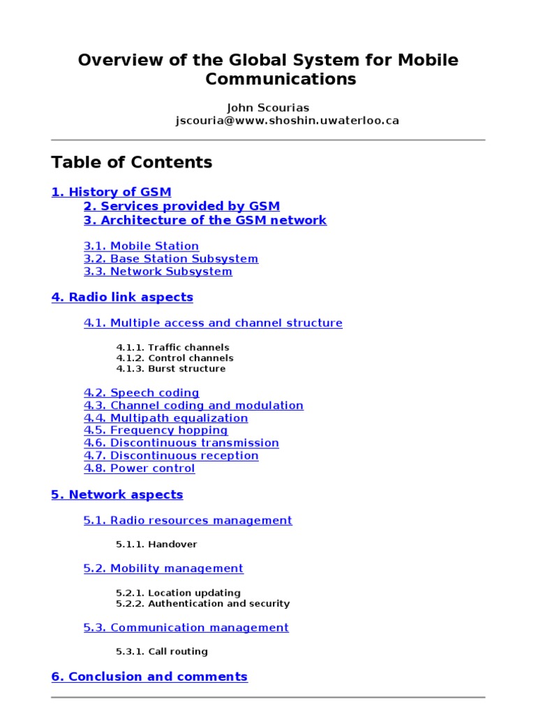 Overview of The Global System For Mobile Communications | PDF