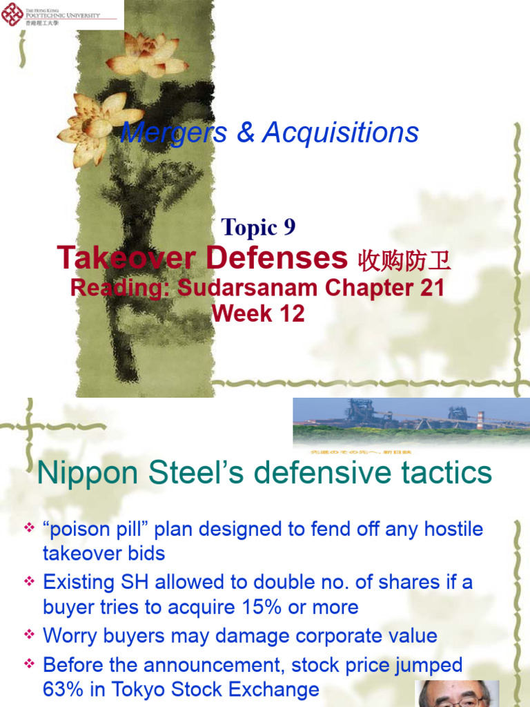 Takeover Defences (Week 12) S | PDF | Takeover | Stocks