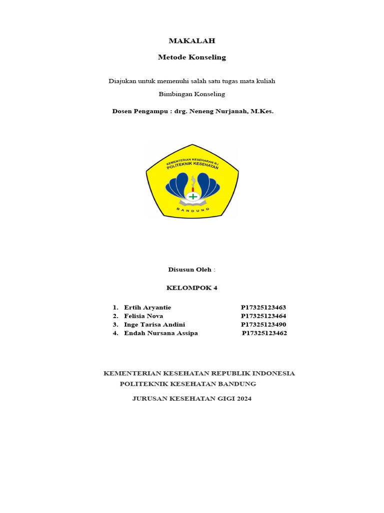 Makalah Kelompok 3 Metode Bimbingan Konseling | PDF | Pengembangan Diri ...