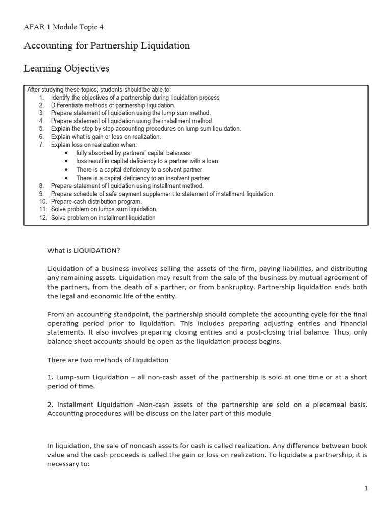 Afar 1 Module - Topic 4 | PDF | Debits And Credits | Private Law