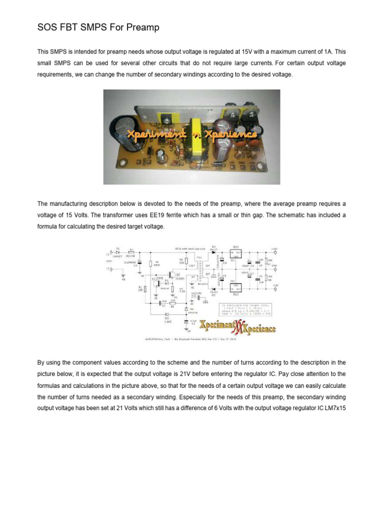 Flyback Transformer SMPS For Preamp | PDF | Transformer | Electronic Engineering
