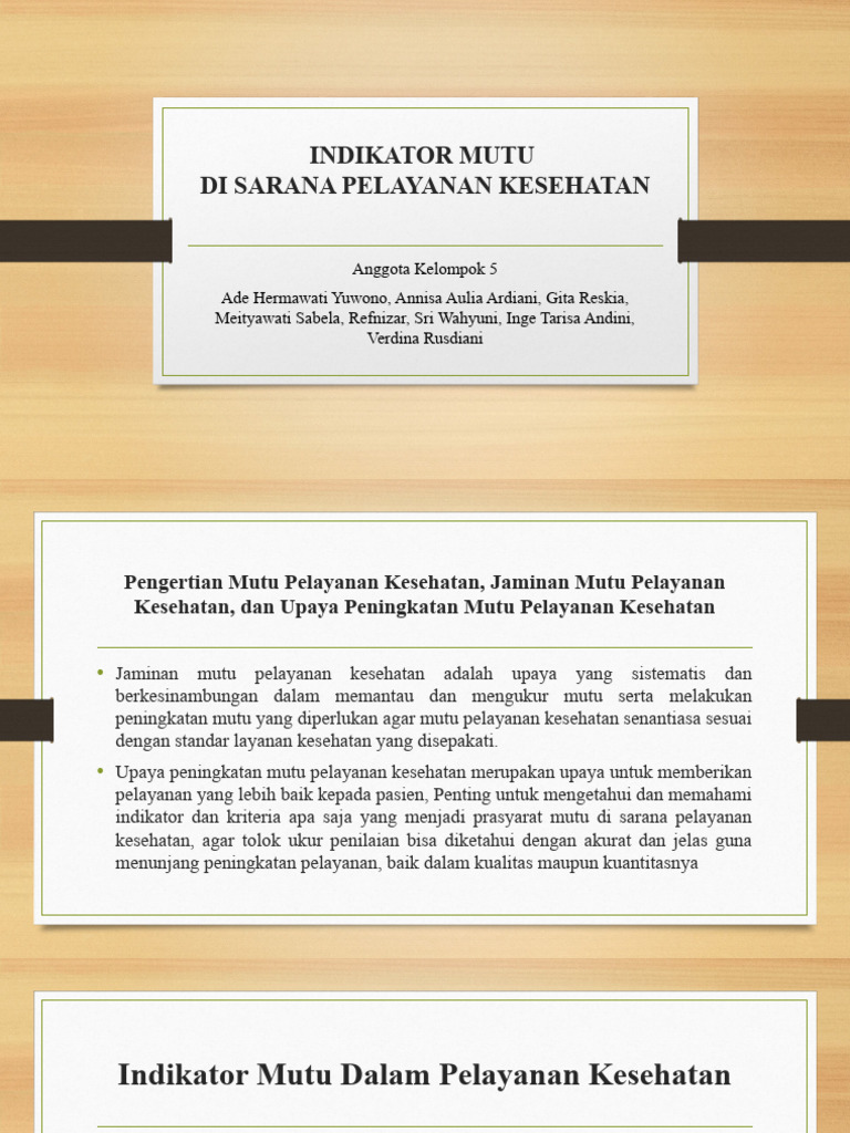 Indikator Mutu Pelayanan Kesehatan | PDF