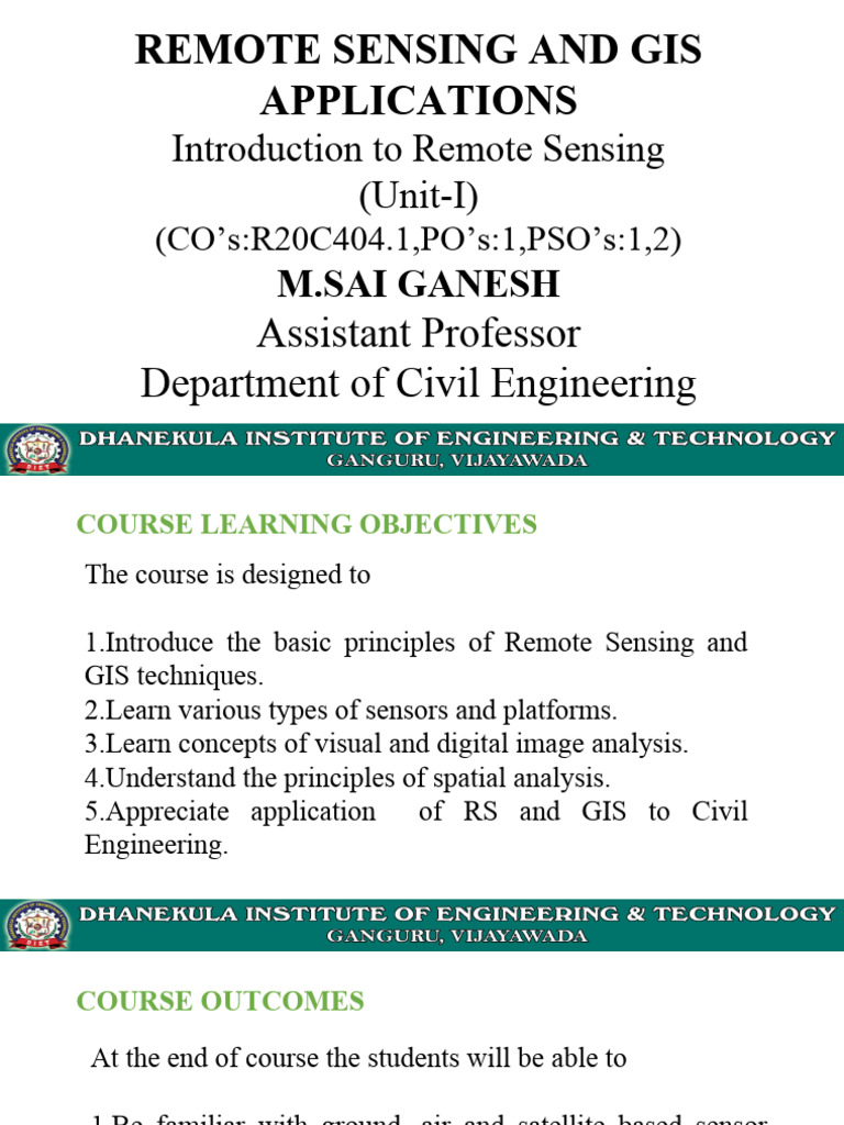 Rs&gis Unit-I | PDF | Electromagnetic Radiation | Image Resolution