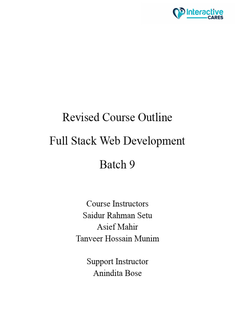 Full Stack Web Development Course Outline Pdf Method Computer
