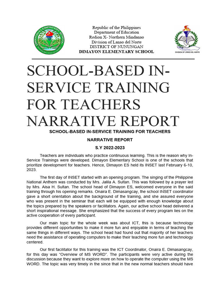 INSET Narrative Report | PDF