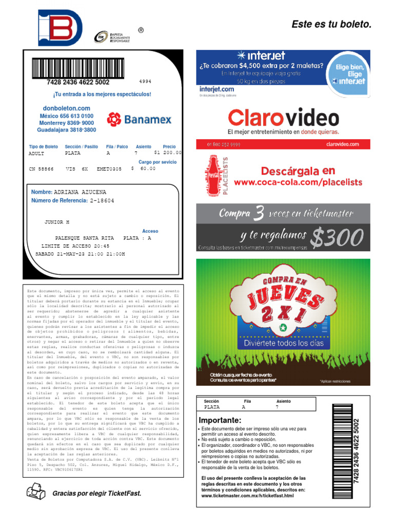 Boleto TicketFast: Acceso y Reglas | PDF