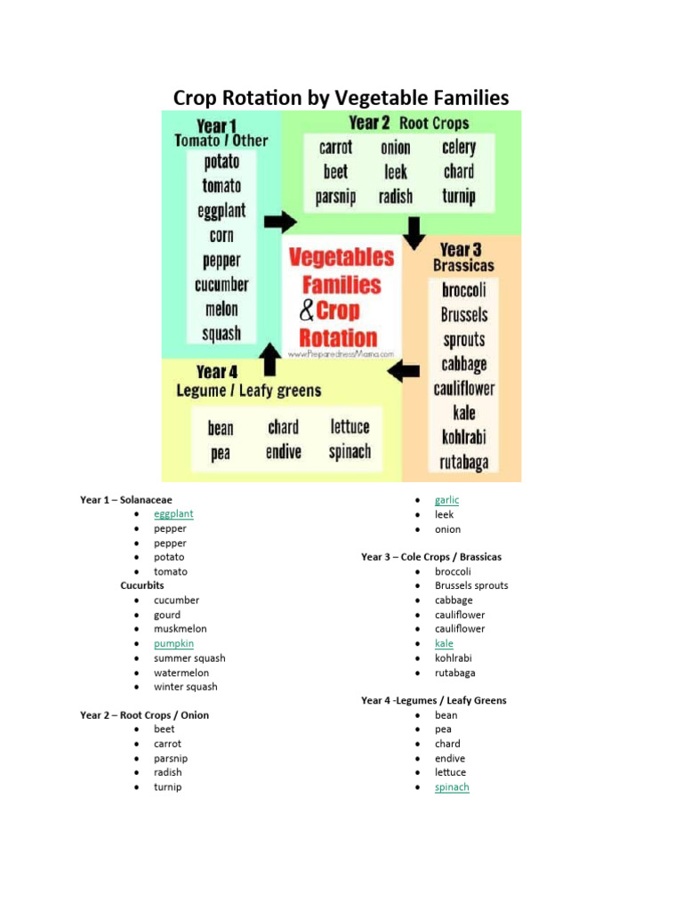 Crop Rotation by Vegetable Families | PDF | Vegetables | Carrot