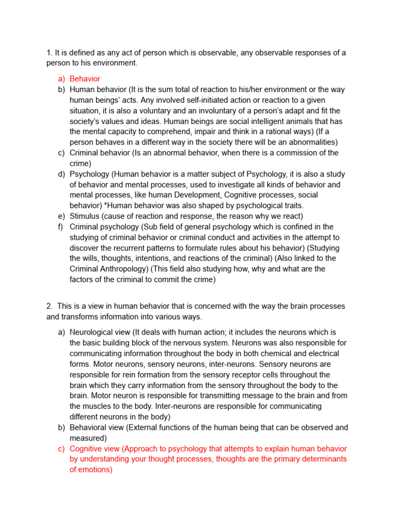 Human Behavior | PDF | Psychology | Perception