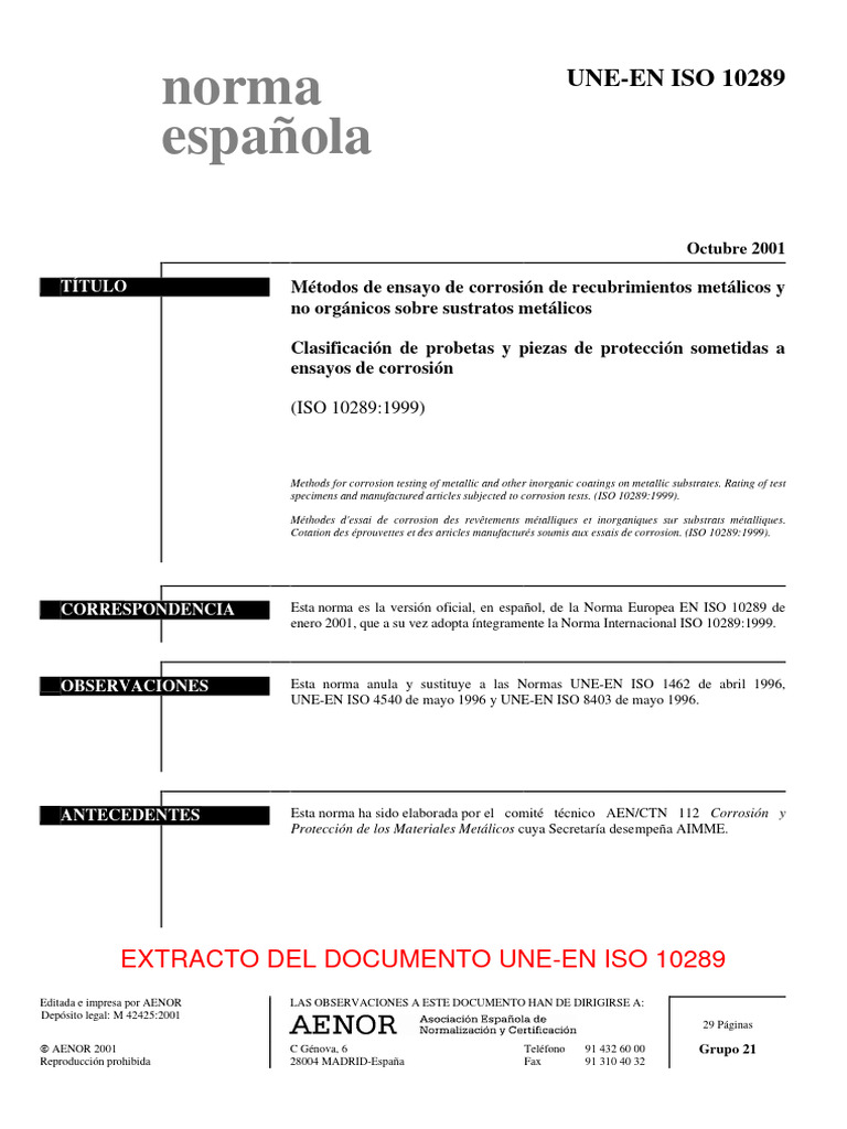 UNE EN ISO 10169 Productos Planos de Aceros Recubiertos en Continuo de ...