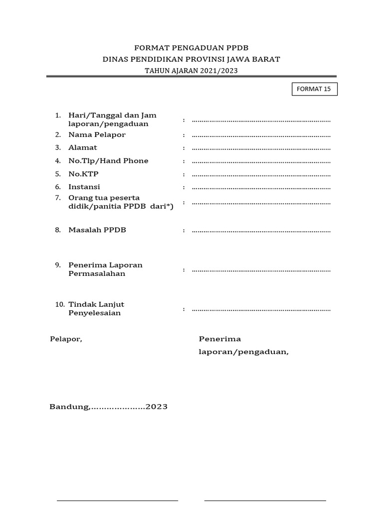 Format Pengaduan PPDB | PDF | Karier & Perkembangan