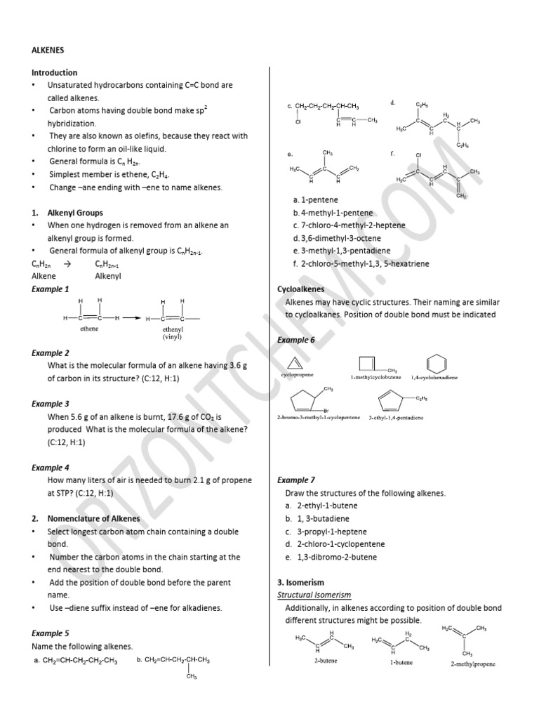 Alkenes | PDF | Alkene | Polymers